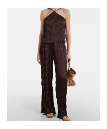 Staud Akari Plissé Halterneck Top