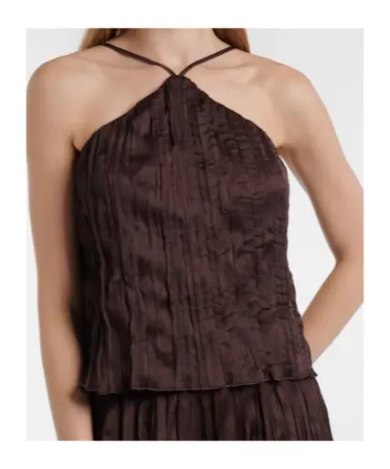 Staud Akari Plissé Halterneck Top