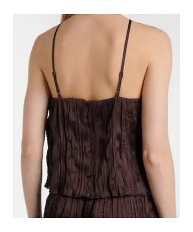 Staud Akari Plissé Halterneck Top