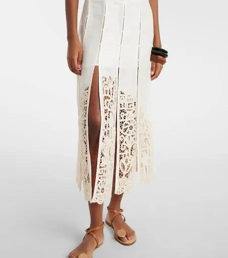 ALEMAIS Rosemary Linen-blend Midi Skirt