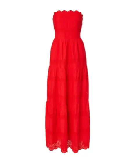 Melissa Odabash Sophie Broderie Anglaise Cotton Maxi Dress - Red