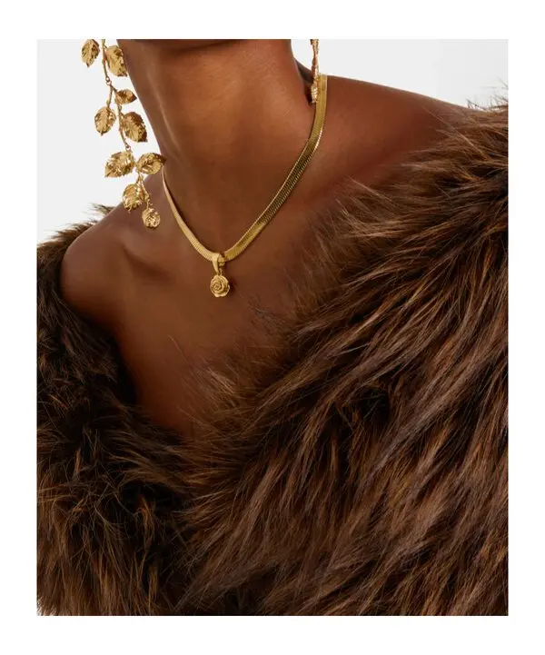 Magda Butrym Gold-plated Chain Necklace With Rose Pendant