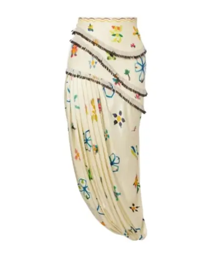 ALEMAIS Sidi Embellished Linen-blend Midi Skirt