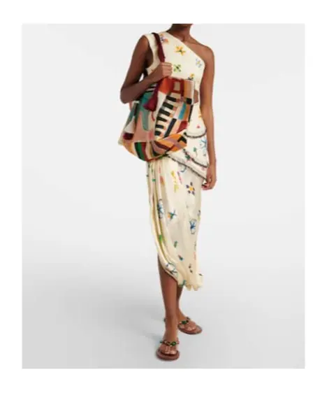 ALEMAIS Sidi Embellished Linen-blend Midi Skirt