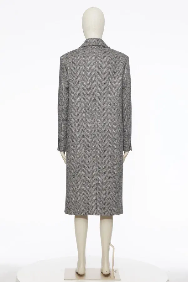 Valentino Garavani Single-breasted Wool Coat With All-over Chevron Pattern