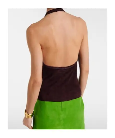 Stouls Cherry Halterneck Suede Top