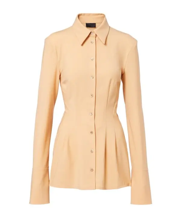 MUGLER Pleated Button-down Shirt - Nude