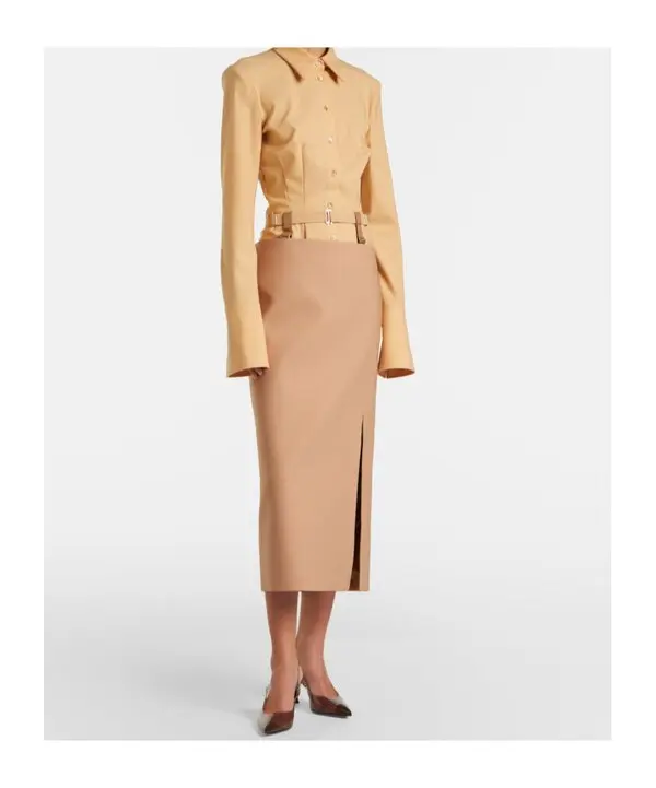 MUGLER Pleated Button-down Shirt