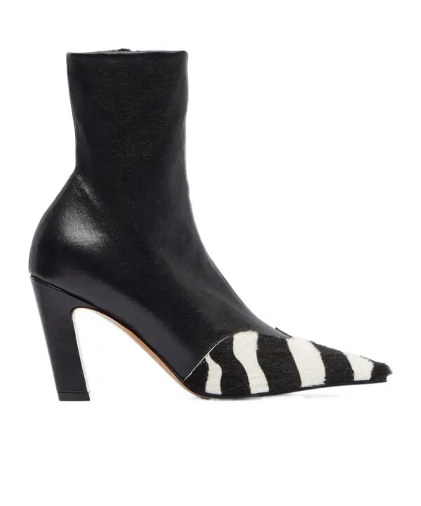 Khaite Nevada 85 Calf Hair And Leather Ankle Boots - Black