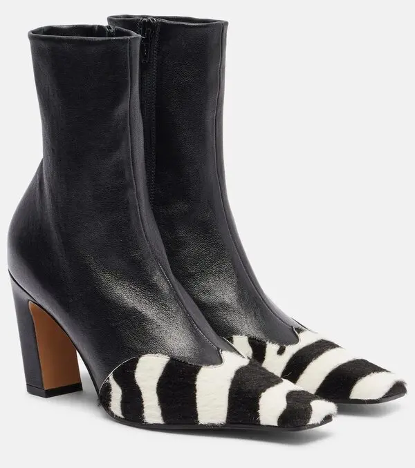 Khaite Nevada 85 Calf Hair And Leather Ankle Boots