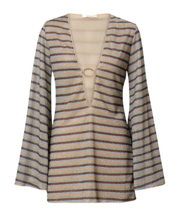 Oseree Lumière Striped Mini Dress