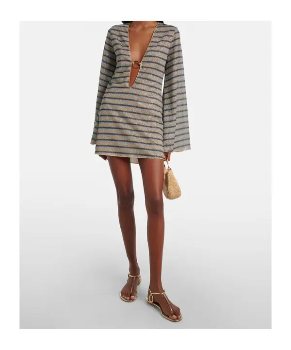 Oseree Lumière Striped Mini Dress