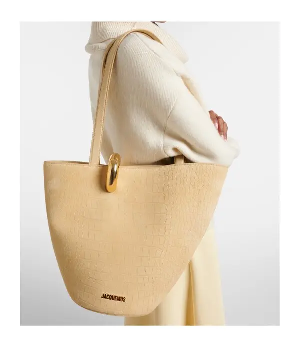 Jacquemus Le Bambola Croc-effect Suede Tote Bag