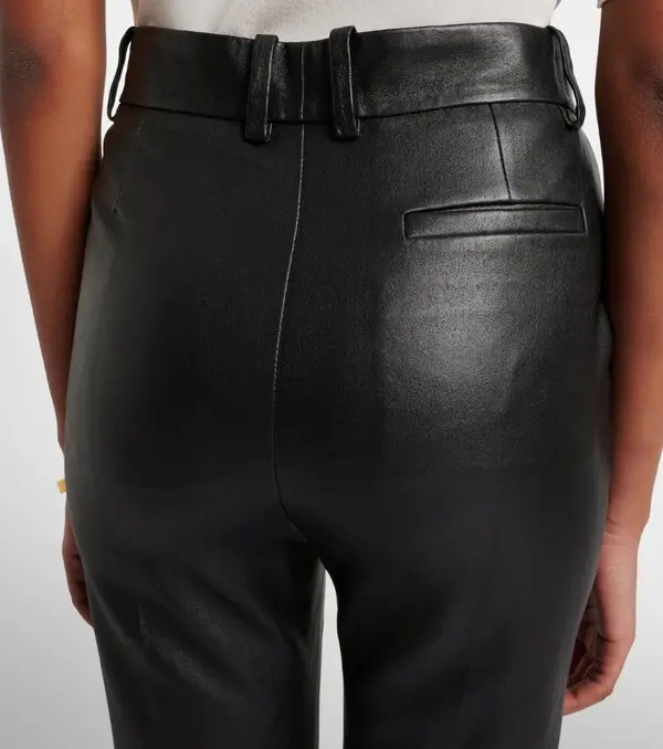 JOSEPH Tafira Mid-rise Leather Flared Pants