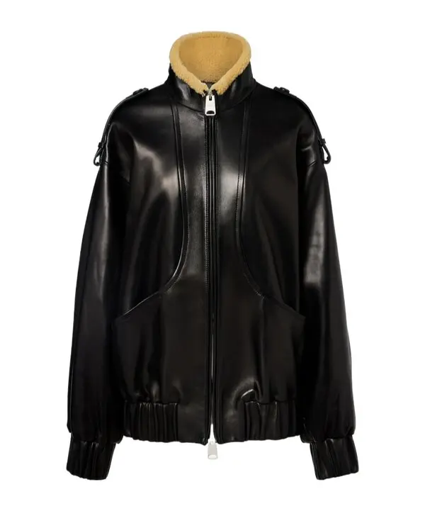 Khaite Sigi Shearling-trimmed Leather Jacket - Black