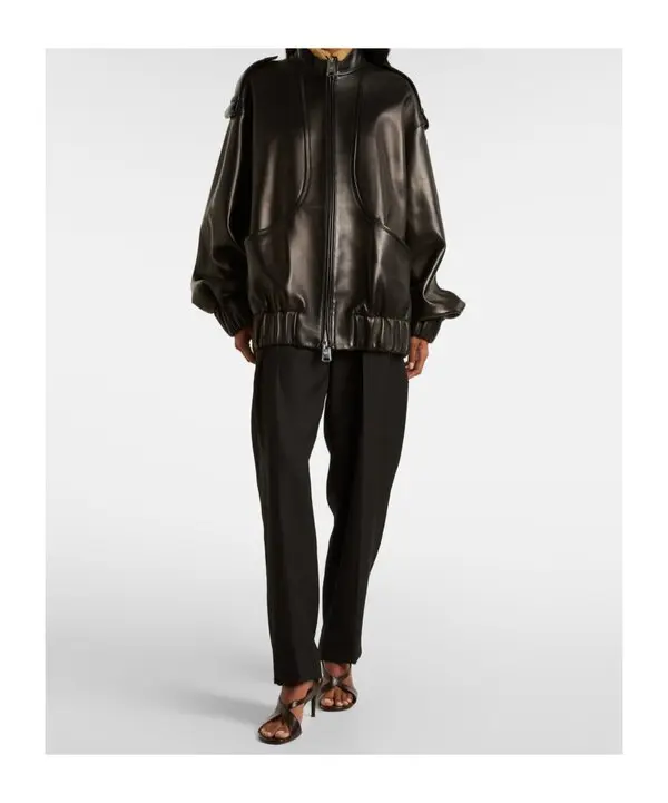 Khaite Sigi Shearling-trimmed Leather Jacket