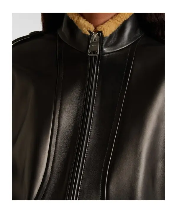 Khaite Sigi Shearling-trimmed Leather Jacket