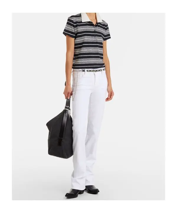 FRAME Striped Linen-blend Polo Shirt
