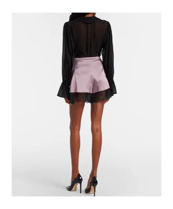 Nina Ricci Lace-trimmed Silk-blend Satin Shorts