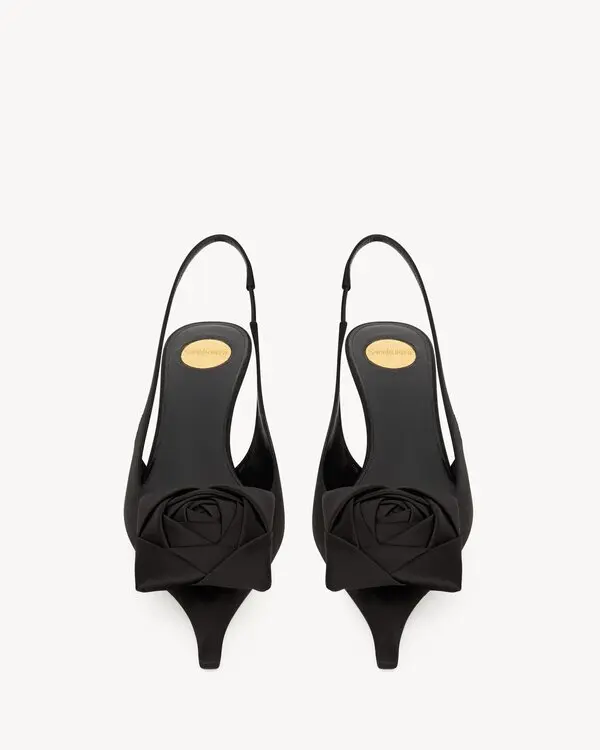 Saint Laurent Dakota Rose Detailed Slingback Pumps