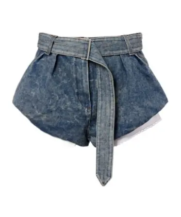 Magda Butrym Belted High-rise Denim Shorts