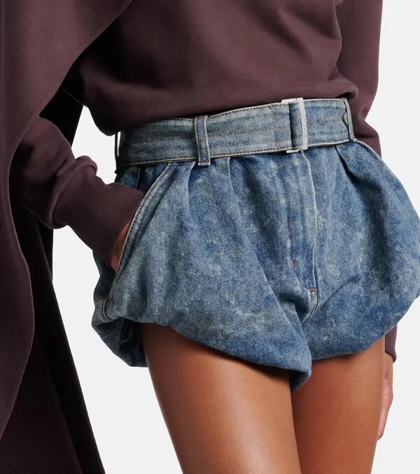 Magda Butrym Belted High-rise Denim Shorts