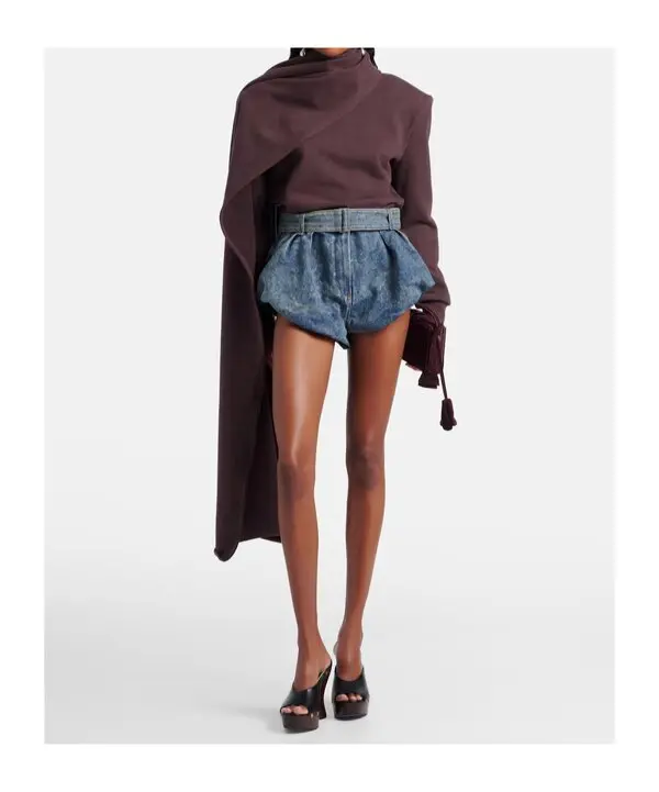 Magda Butrym Belted High-rise Denim Shorts