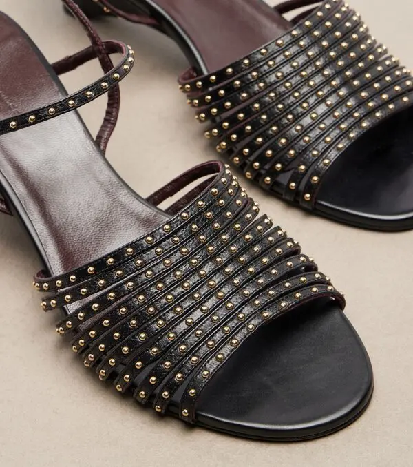Khaite Drew Studded Leather Wedge Sandals