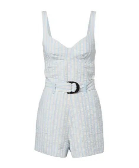 Simkhai Striped Cotton-blend Seersucker Romper