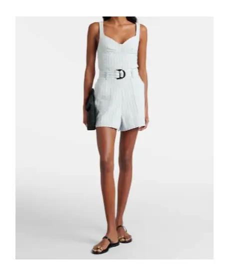 Simkhai Striped Cotton-blend Seersucker Romper