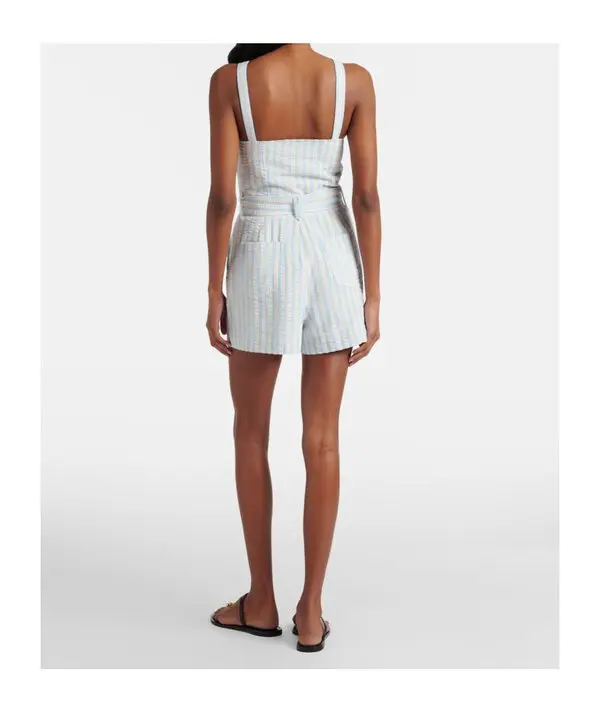 Simkhai Striped Cotton-blend Seersucker Romper