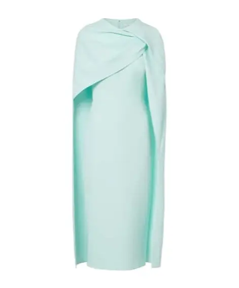 SAFIYAA LONDON Oria Caped Crêpe Midi Dress - Blue