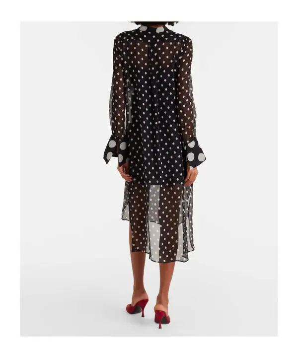 Nina Ricci Polka Dot Semi-sheer Midi Dress
