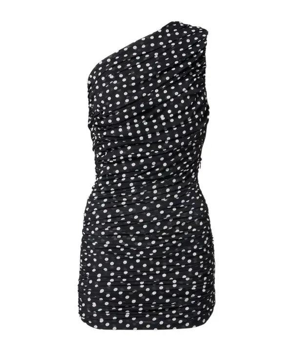 PATOU Polka-dot One-shoulder Minidress