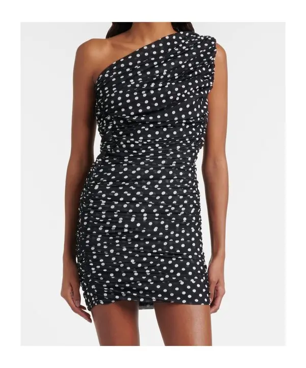PATOU Polka-dot One-shoulder Minidress