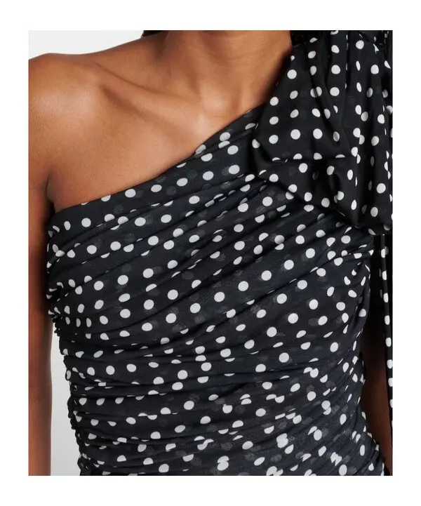 PATOU Polka-dot One-shoulder Minidress