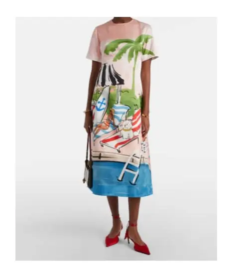 LEO Caroline Cotton And Silk Midi Dress