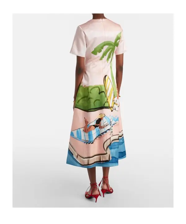 LEO Caroline Cotton And Silk Midi Dress