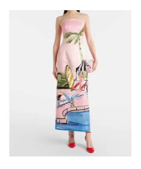 LEO Ava Beaded Printed Corset Dress