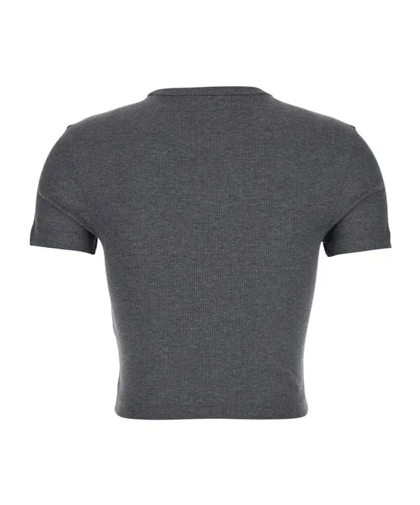 Fendi Ribbed Cropped T-shirt With Logo Lettering