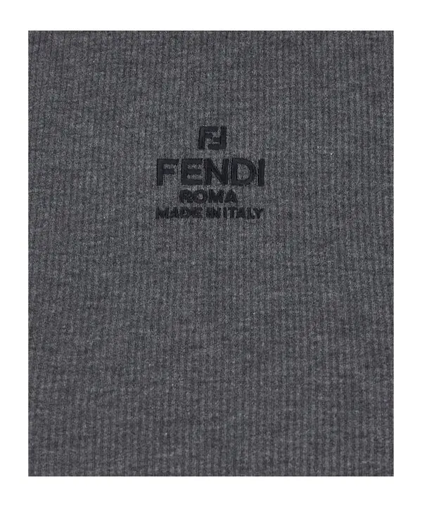 Fendi Ribbed Cropped T-shirt With Logo Lettering