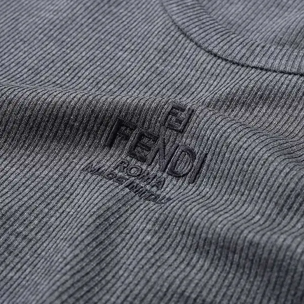 Fendi Ribbed Cropped T-shirt With Logo Lettering
