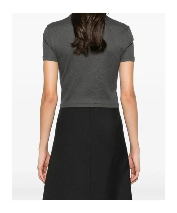 Fendi Ribbed Cropped T-shirt With Logo Lettering