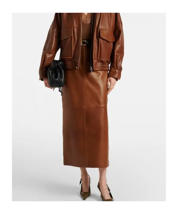 Nour Hammour Ghalia Leather Pencil Skirt