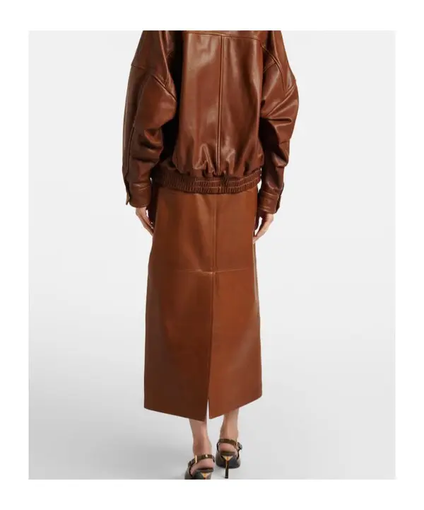 Nour Hammour Ghalia Leather Pencil Skirt