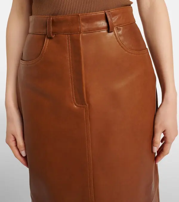 Nour Hammour Ghalia Leather Pencil Skirt
