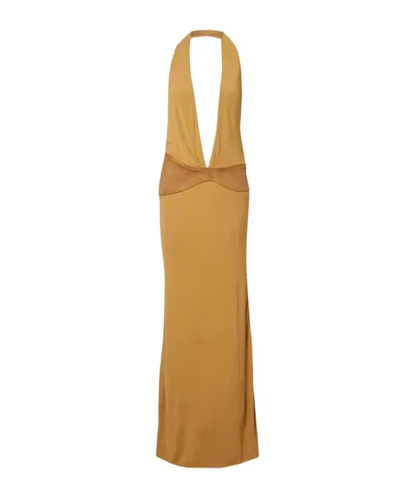 Christopher Esber Suede-trimmed Jersey Gown
