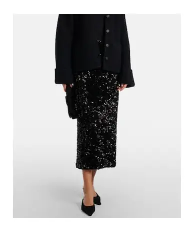 Vince Sequined Velvet Midi Skirt