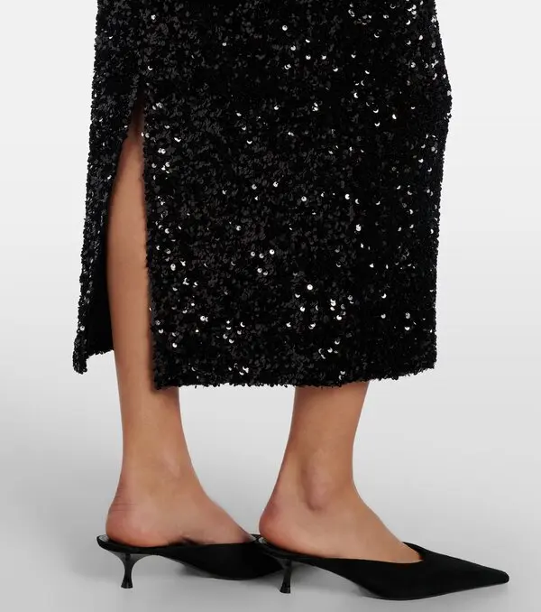Vince Sequined Velvet Midi Skirt