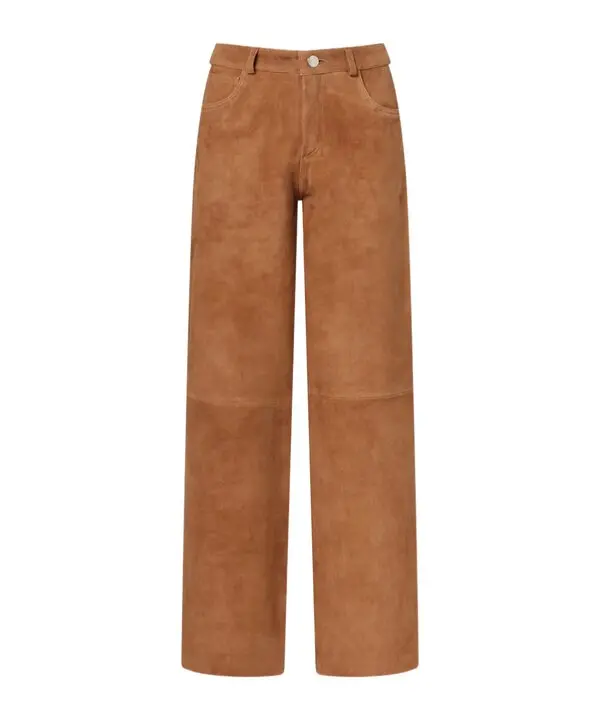 Nour Hammour Milo Suede Wide-leg Pants - Brown